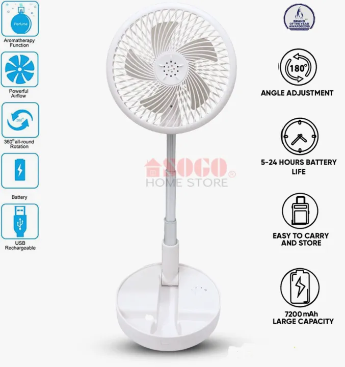 Sogo Rechargeable Mini Telescopic Foldable USB Portable Fan / Desk ...