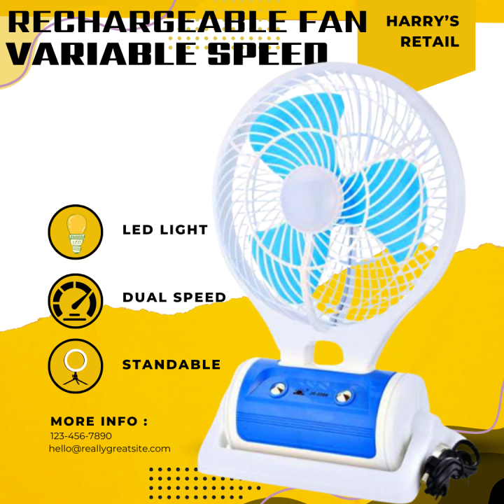 Rechargeable Fan with LED Light – Portable Table Fan with Long-Lasting ...