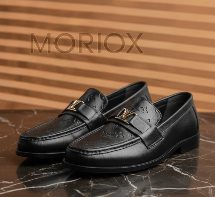 MORIOX Premium Handcrafted Black Textured Leather Formal Loafers for ...