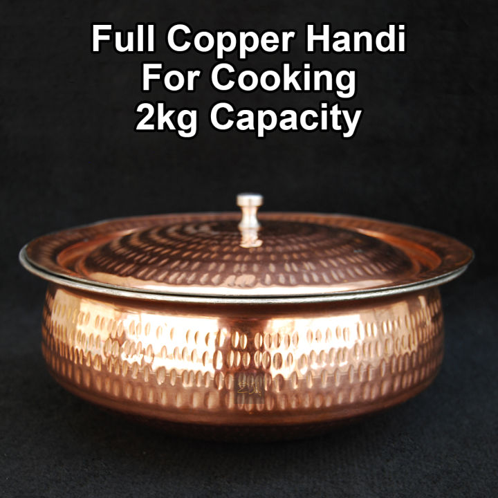 Copper Handi for Cooking with Qali Pure Copper Handi Pot Family Size ...