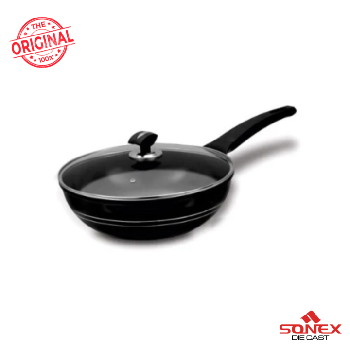 Non-Stick Wok, Sonex Die-Cast Deluxe Non-Stick Wok with Glass Lid ...