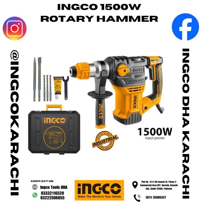 Ingco Rotary Hammer + Drill With SDS Plus – 1500W RH150028 | Daraz.pk