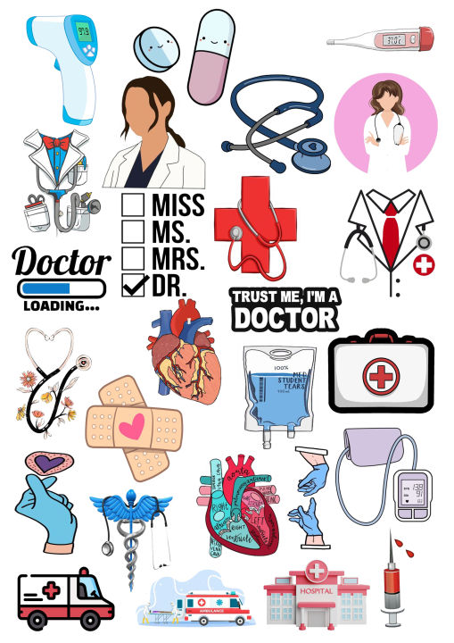 Pack of 26 Docter Stickers for Girls Sticker For Boys- Pink Sticker For ...