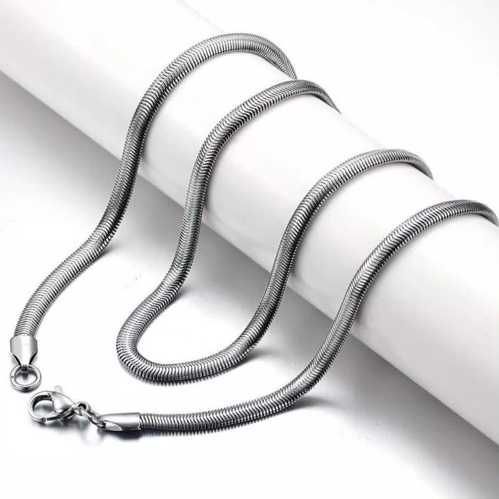 5mm Water Resist Silver Stainless Steel Snake Chain Men Necklace Boys ...