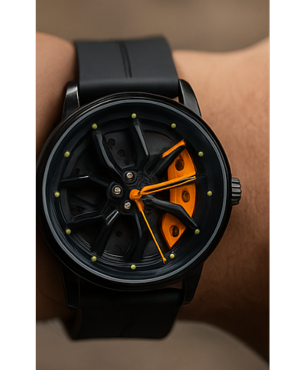 Men’s Wheel Style Rotating Dial Watch – Rubber Strap, Sporty Analog ...