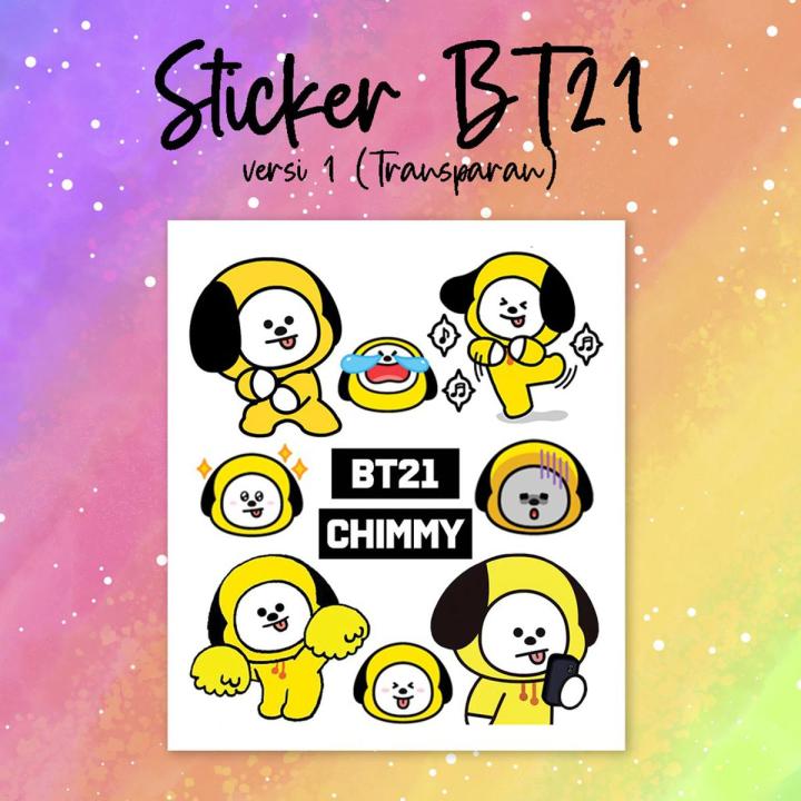 Transparent Sticker BT21 Version 1- Chimmy Cooky Koya Mang RJ Shooky ...