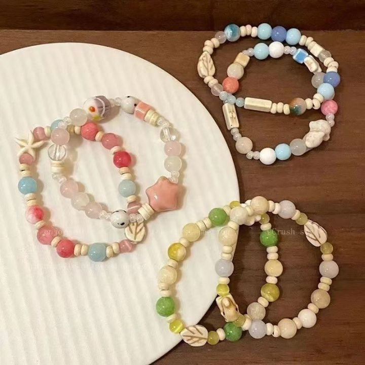 Macaron color star beaded bracelet women's summer niche sweet design ...