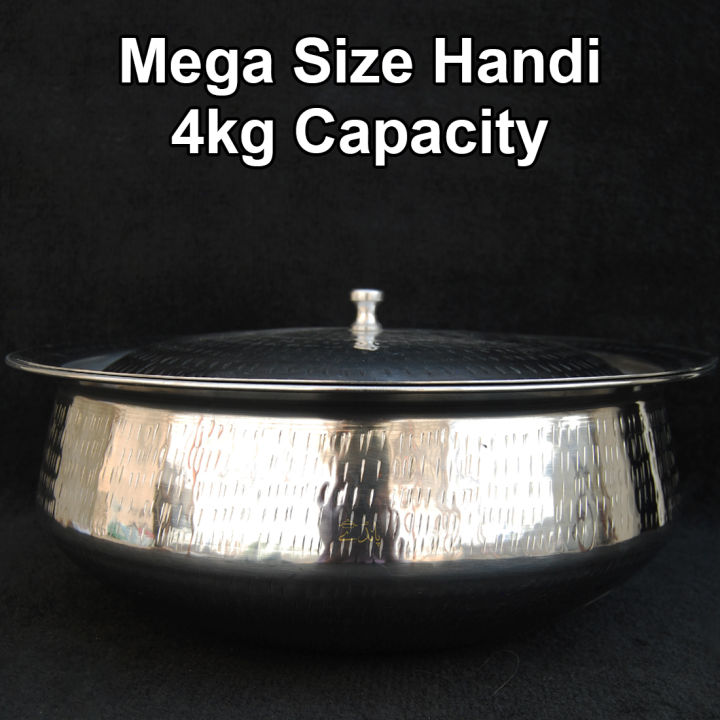 Steel Handi for cooking and serving | 4kg capacity | Mega SIze | 13 ...