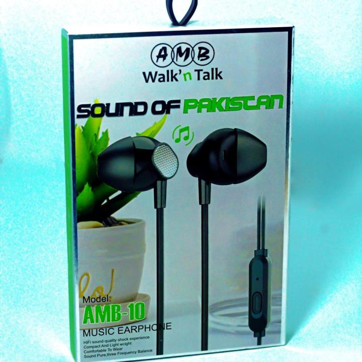AMB Original Handsfree Genuine 100% Deep Bass Sound High Quality | Daraz.pk