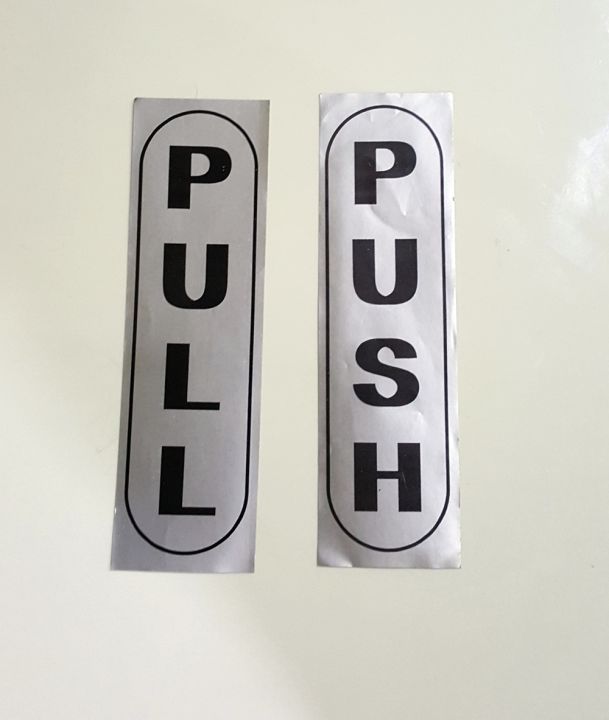 1 Pair - PUSH / PULL Sticker (Self Adhesive Paper Sign Label) (18 cm x ...
