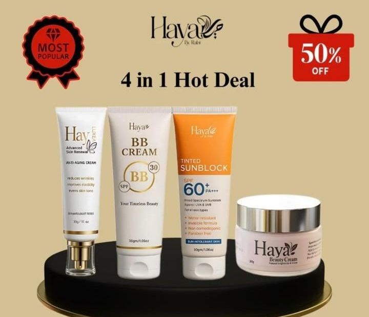 Haya by Rabi 4 in 1 Hot Deal Bundle Complete Skincare Set Brightening ...
