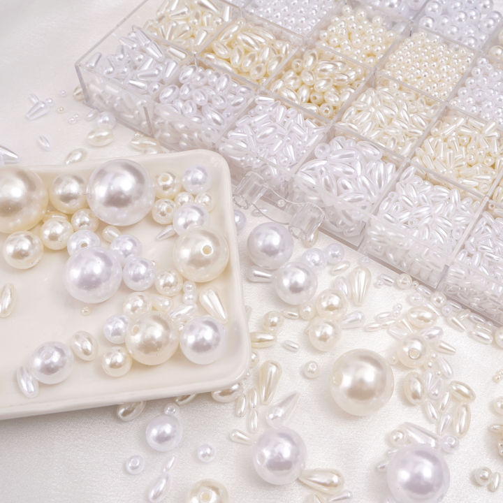 High Gloss ABS Pearl Water Mill Circular Straight Hole Scattered Beads ...