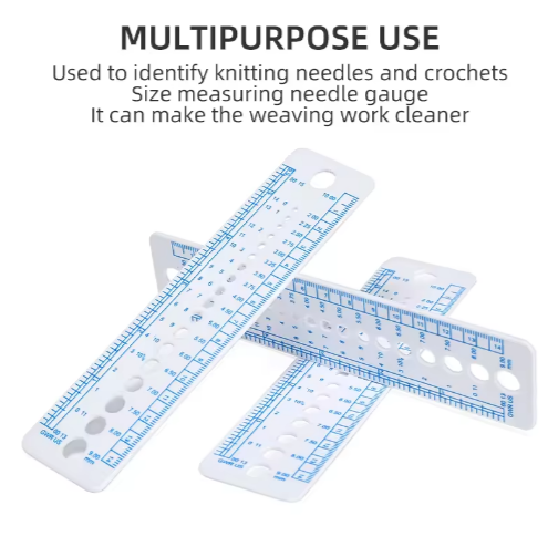 JP Plastic Knitting Needle Gauge & Ruler – Multi-Shape Yarn Measuring ...