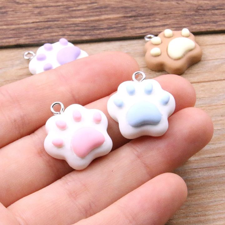 10pcs Charm Resin Colorful Cat Claw Beads Diy Cute Simulation Cat Claw ...