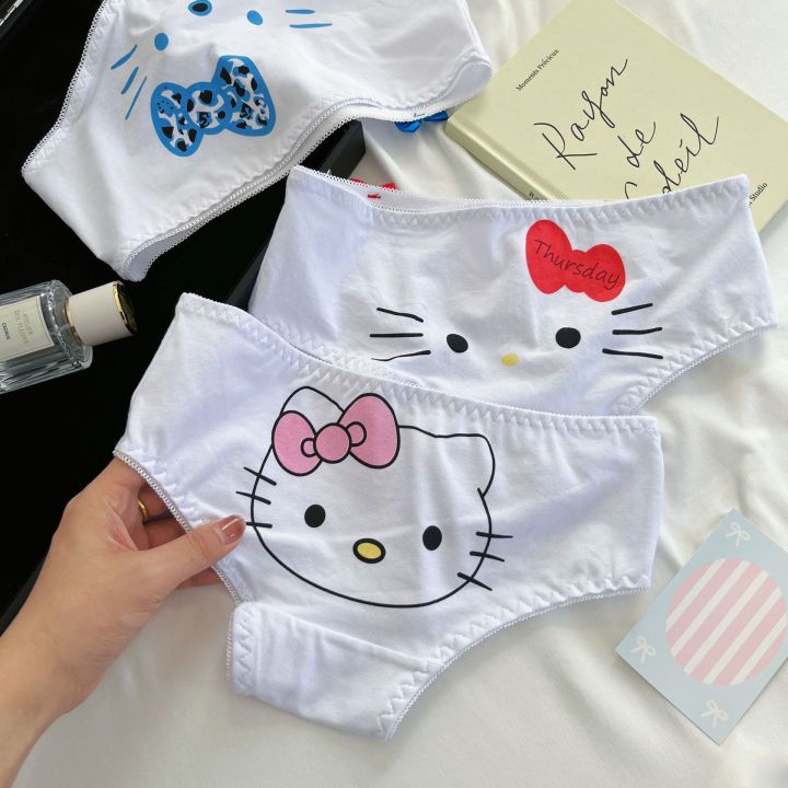Kitty strikes! Japanese cute girl printed panties seamless low-rise ...