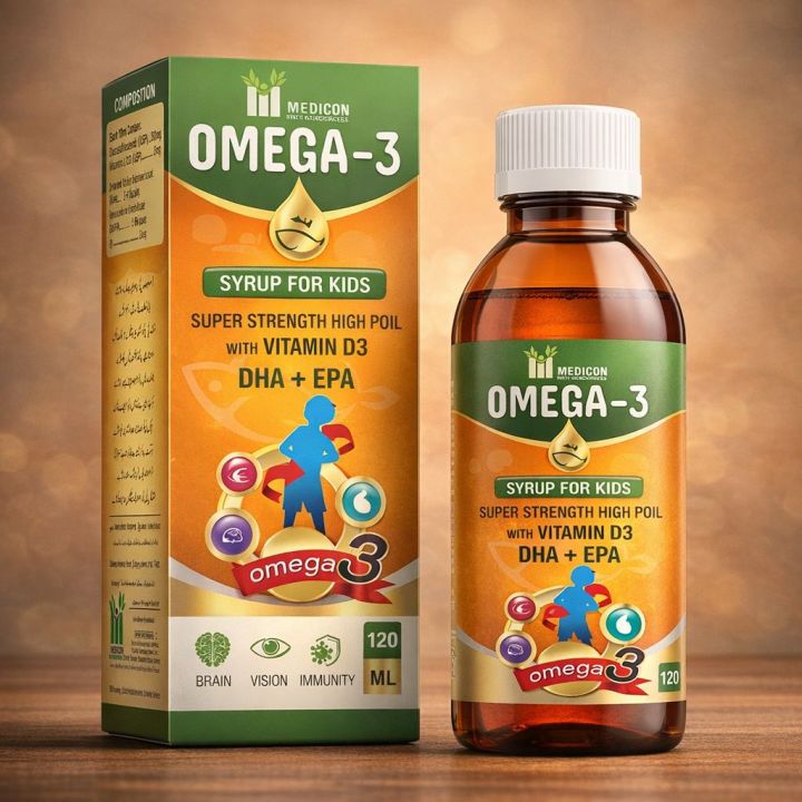 Omega-3 Kids Syrup – DHA + EPA with Vitamin D3 – Brain Development, Eye ...