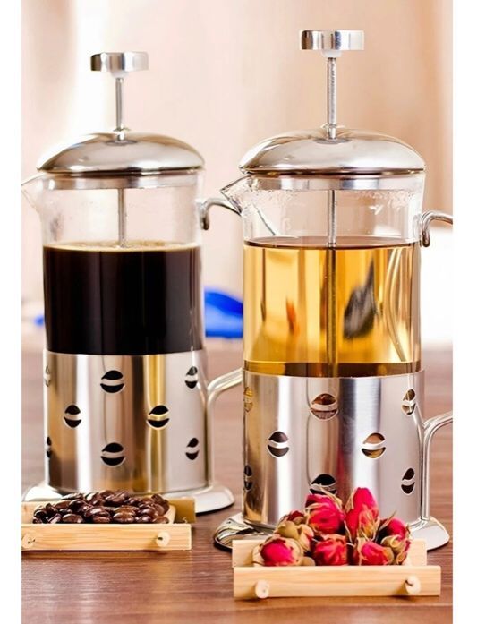French Filter Pot, Stainless Steel Glass French Press Coffee Cup Tea ...