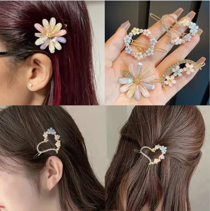 NEW 4 Pcs Latest Korean Fashion Style Flower Lock Pin Hair Clip Hair ...