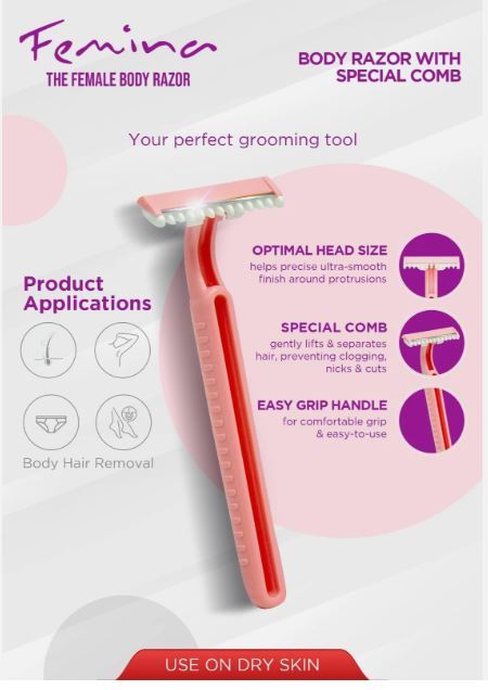 Femina Ladies Razor – Gentle & Smooth Shaving for Sensitive Skin ...