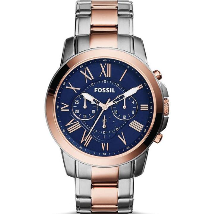 Fossil Blue Dial Two Tone Stainless Steel Bracelet Chronograph Watch ...