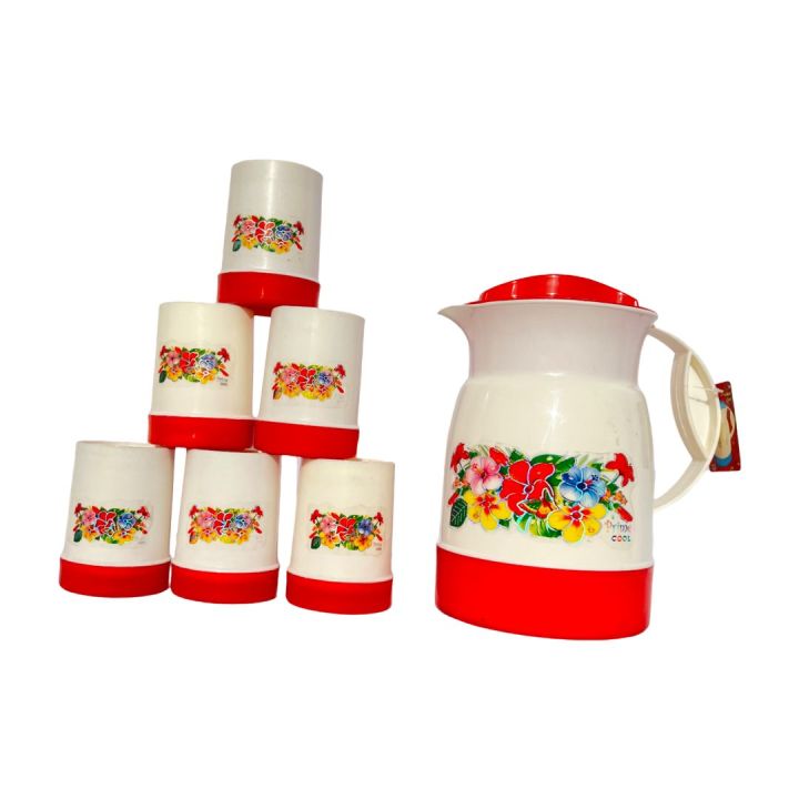 Water Set / 6 Glass & 1 Jug / Insulated Jug and Glass /Prime Cool ...