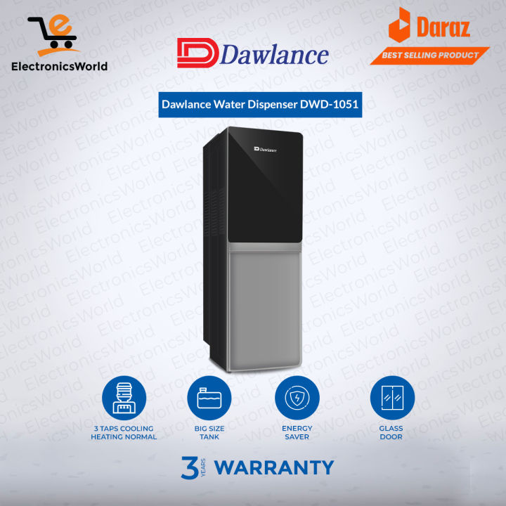 Dawlance Water Dispenser DWD-1051 Glass Door Silver Color-3 Taps With ...