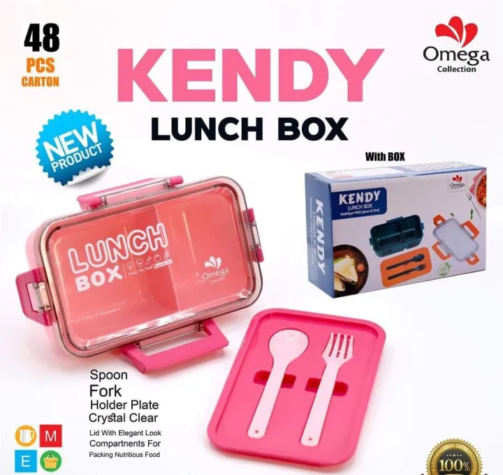 Kendy 2-Compartment Plastic Lunch Box for School Kids – 850ml Tiffin ...