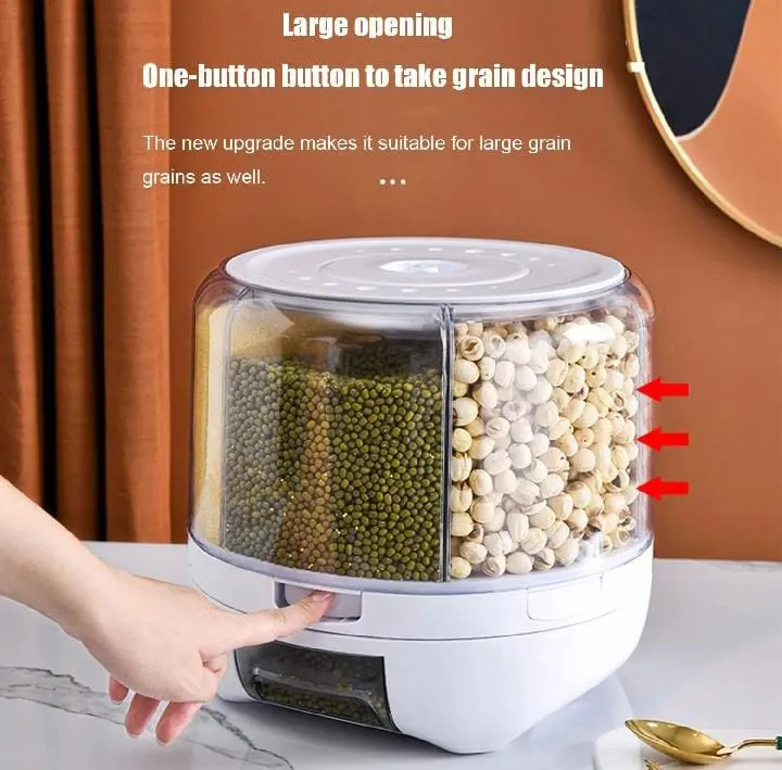 Smart 6 Section Rice & Grain Organizer 360° Rotating Kitchen Storage ...