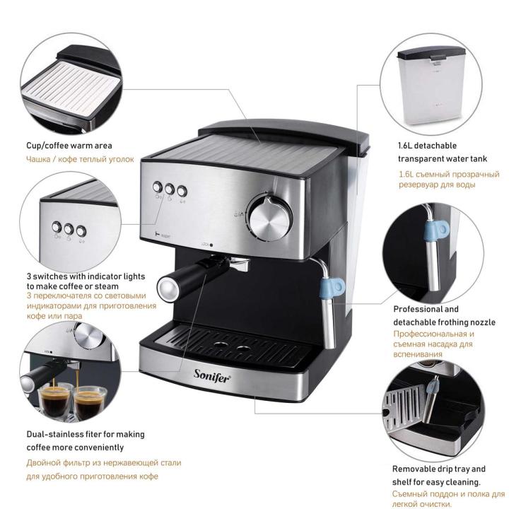 New design 15 bar pump espresso coffee machine home office electric ...