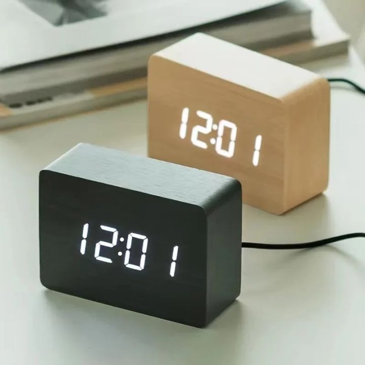 CT/LED Digital Wooden Alarm Clock 🔊 Voice Control | Temp 🌡️ Date 📅 ...