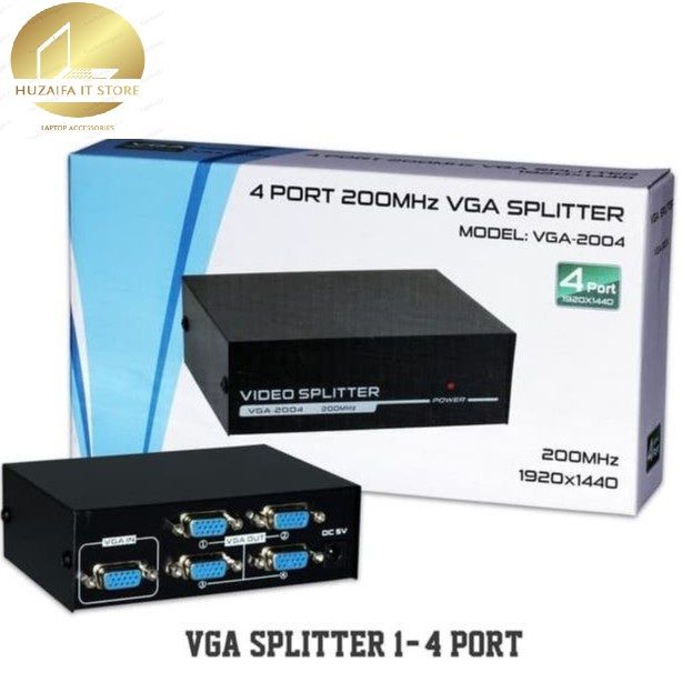 Vga Splitter 4 Port 200 Mhz - 4PORTS 200MHZ VGA SPLITTER VGA | Daraz.pk