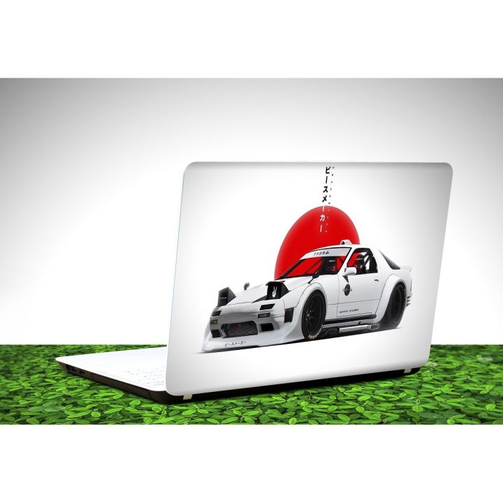 white coupe, car, Khyzyl Saleem, Mazda RX-7 Sports Car Laptop Skin ...