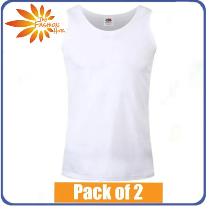 Sleeveless Vest For Men (Pack Of 2) / White Sando Banyan | Daraz.pk
