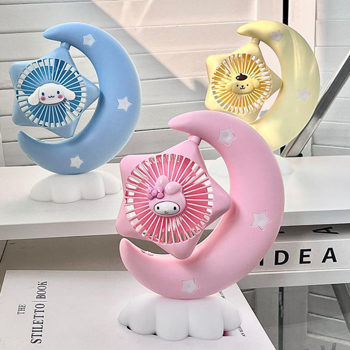 Sanrio Moon Fans Melody Desktop USB Charging Fans Night Light Mute ...