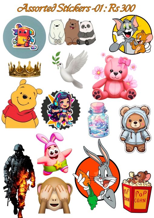 Stickers - 15 Assorted Stickers set 1 - Add a splash of creativity ...
