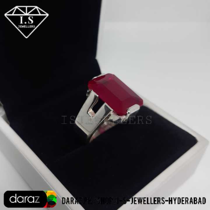 Anari Yakoot Ring, Square Cut Ruby Ring for Men, Ruby Gemstone Ring, 925 Silver Ruby Ring ( Pure ...