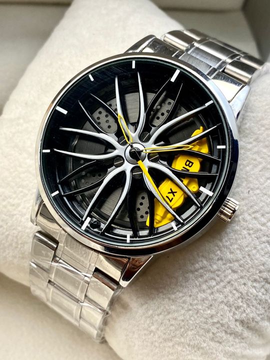 BM 3D Brake Caliper Wheel Watch With Steel Band | Daraz.pk