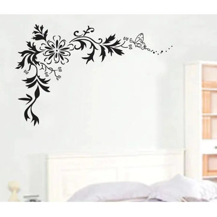Black Corner Wall Sticker PVC Vinyl Wall Paper Removeable Wall Art Self ...