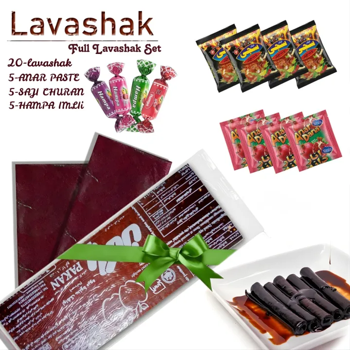 35 Pcs Set - 20 Lavashak Fruit Leather Sheets - 5 Mix Churan Chat ...