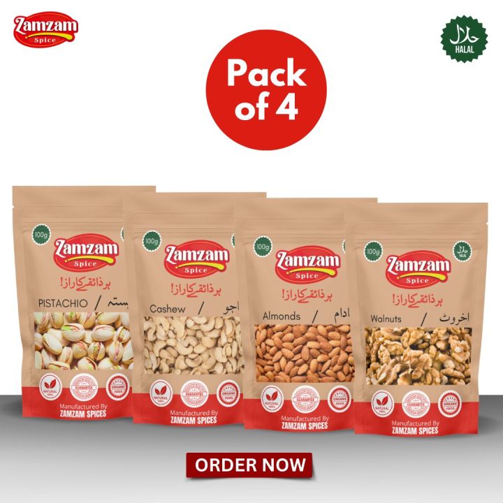 Pack of 4 Almonds, Kaju, Pista & Akhrot - Premium Quality Fresh Badam ...