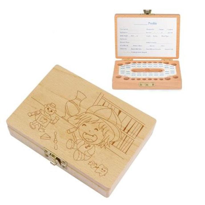 Wooden Tooth Storage Box for Kids- 1 pc- Brown Color Tooth Box- Milk ...