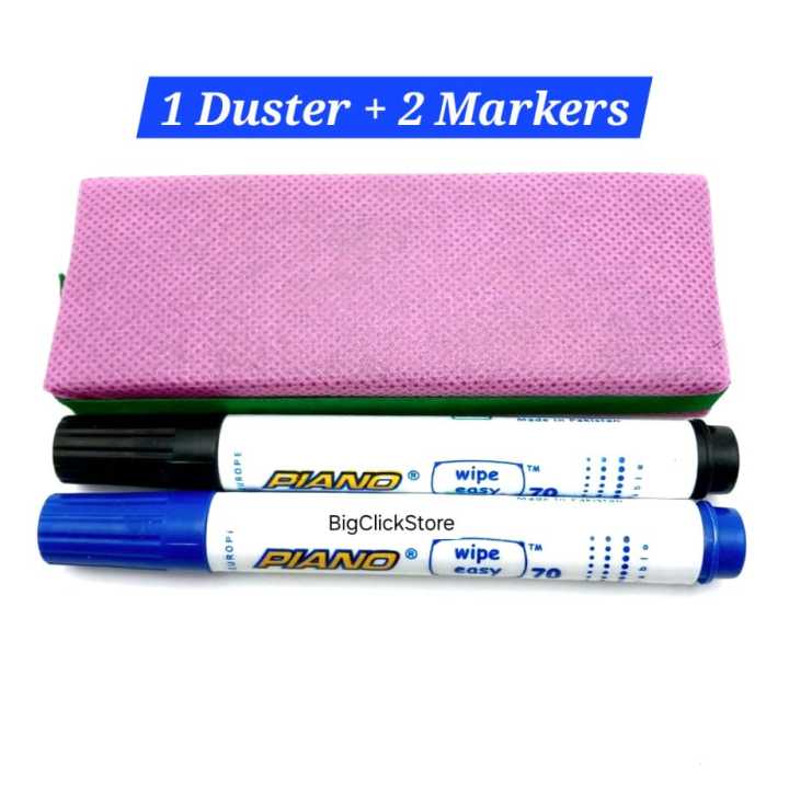 Pack of 2 Whiteboard Markers & 1 Duster - White Board Marker - Duster ...