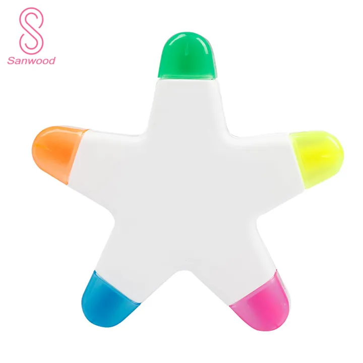 Cap Tip Highlighter Pen Star Shape Highlighter Pen Set Bright Colors ...