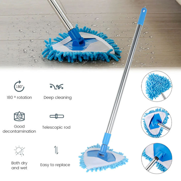 Microfiber Telescopic Triangle Mop, 180 Degree Rotatable Adjustable ...