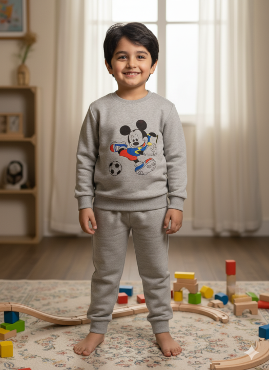 Mickey Mouse Football Print Kids Tracksuit | Cotton Fleece Sweatshirt ...