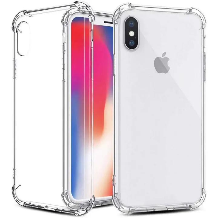 iPhone X Airbag Anti-Shock Transparent Silicone Back Cover with Raised ...
