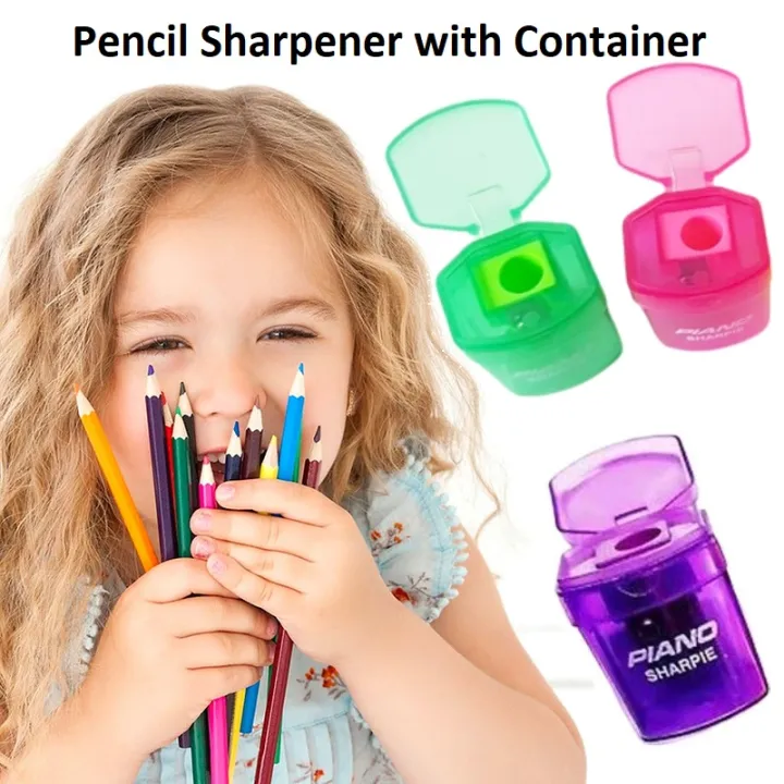 Pencil Sharpener with Container Enclosed Pencil Tool Sharpen Hole ...