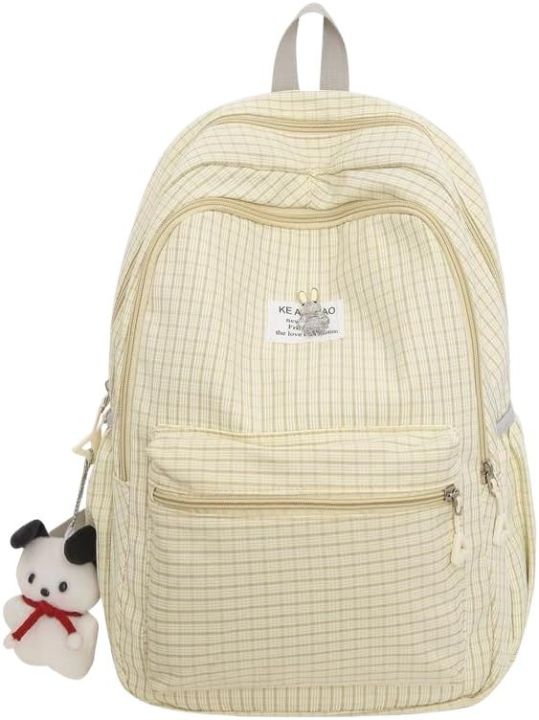Cute Kawaii Plaid Backpack for Women – Aesthetic Backpack without ...
