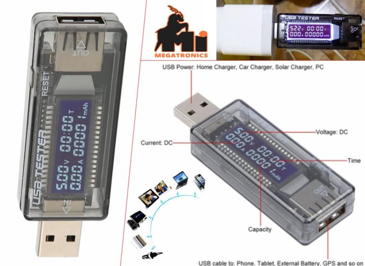 USB Power Tester KWS-V21 Voltage Current Capacity Tester Portable Wall ...
