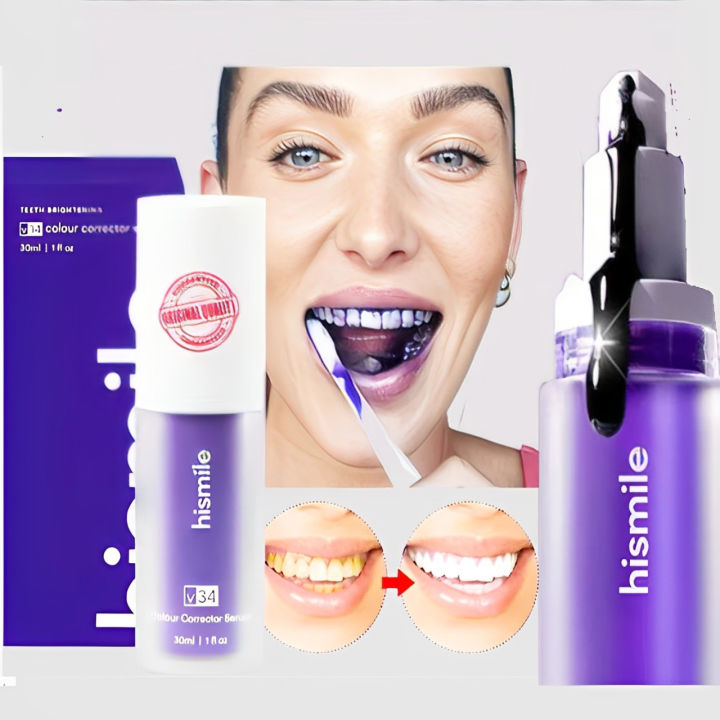 Hismile V34 Color Corrector Purple Teeth Whitening Toothpaste Kit ...